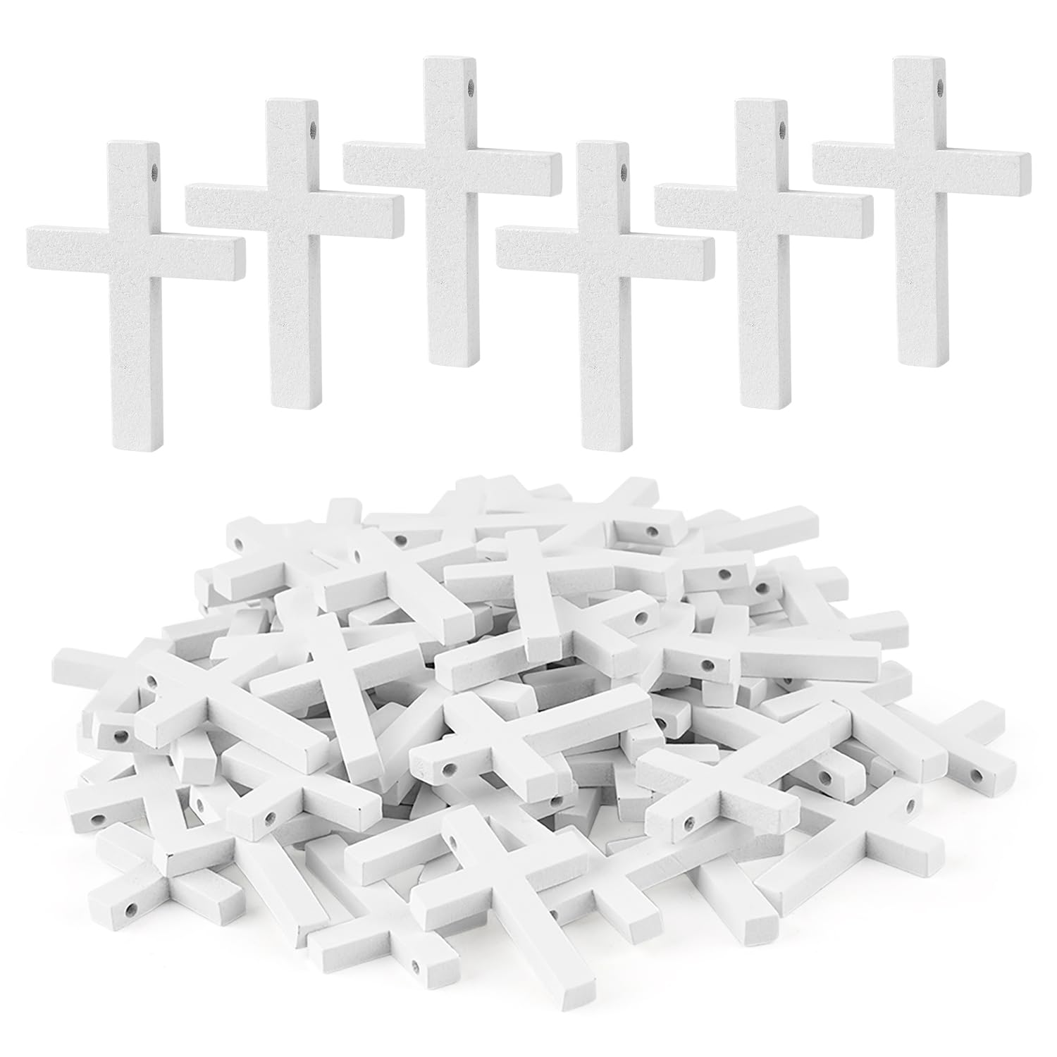 Amazon.com: Nicime 100pcs White Wood Cross, Wooden Cross Craft ...