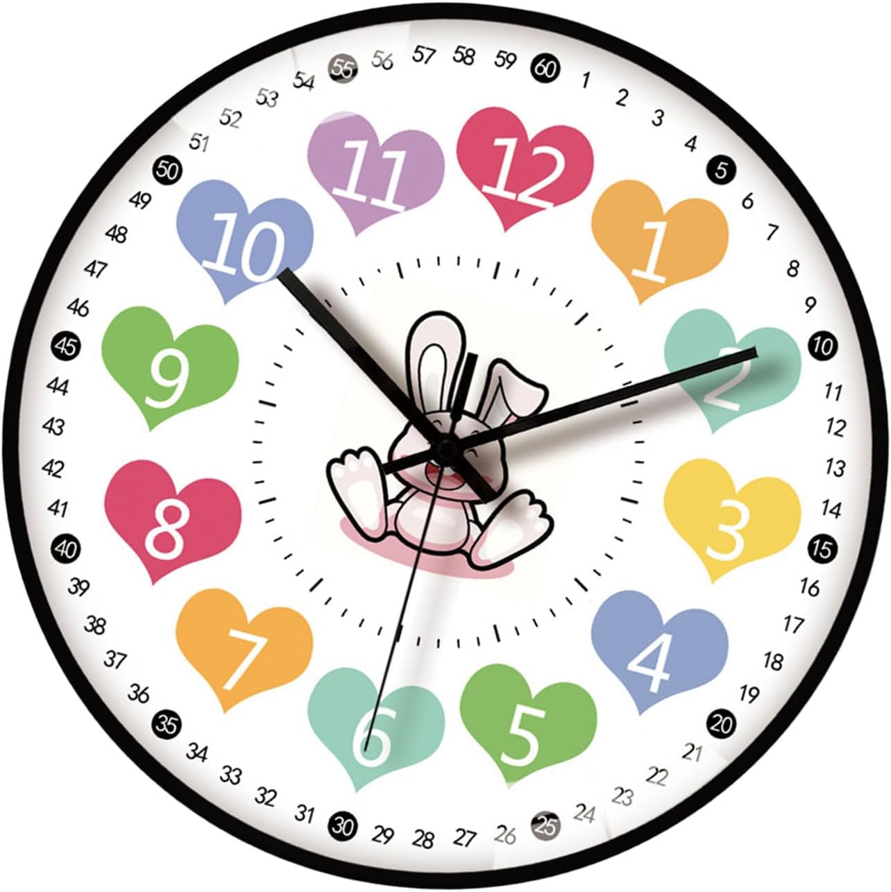 mioosho 8Inch Cartoon Wall Clock For Kids Early Education Telling Time ...