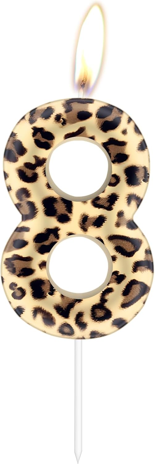 Amazon.com: Leopard Print Number 8 Candles,Cheetah Birthday Cake ...