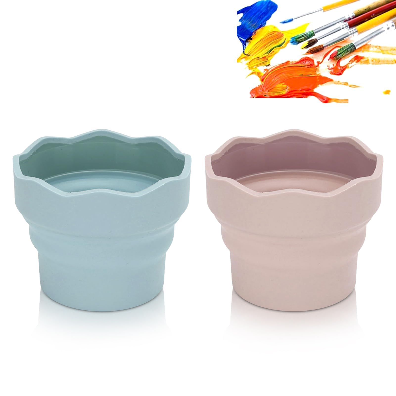 Amazon.com: Painting Water Cup, 2 Pcs Portable Collapsible Paint Brush ...
