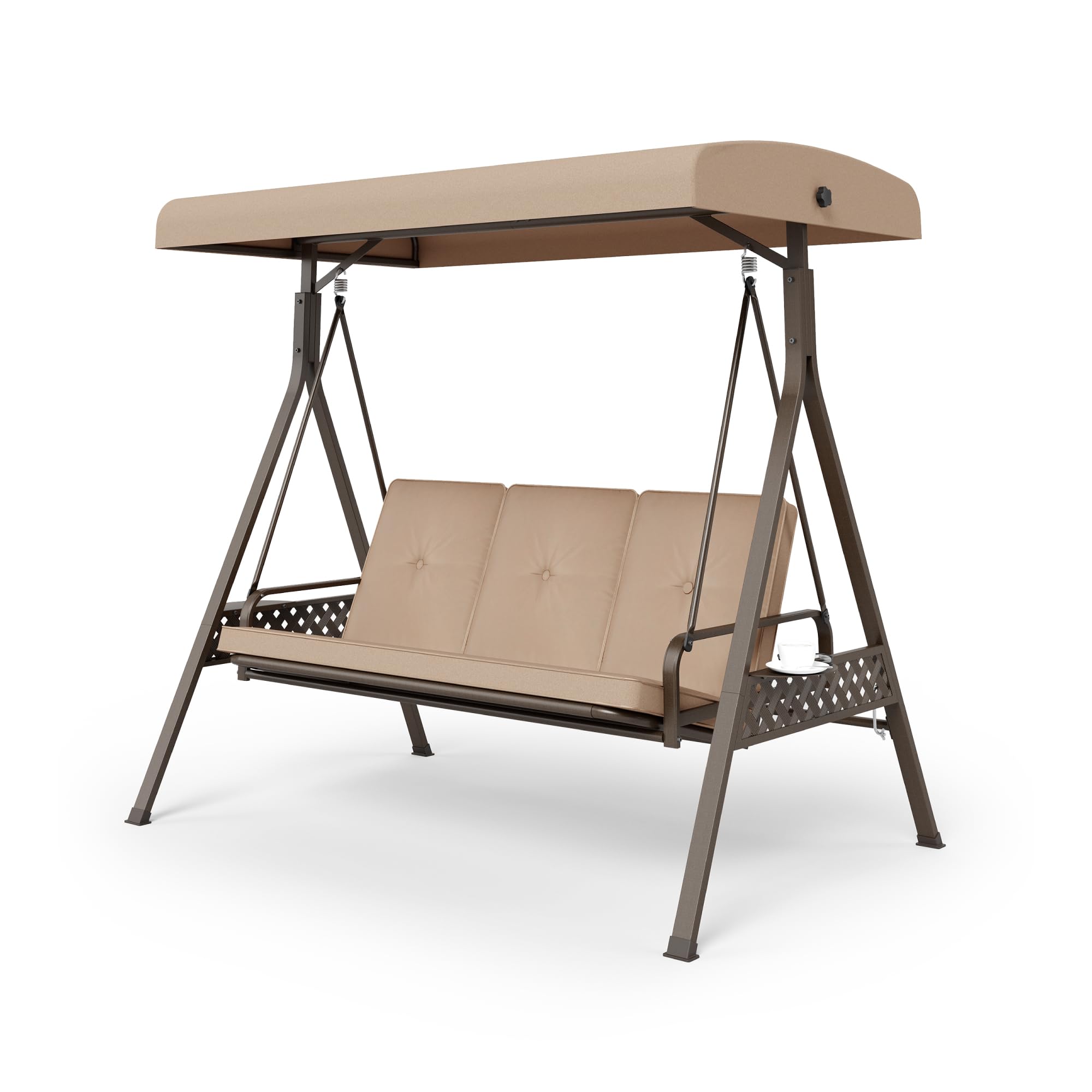 Amazon.com : MFSTUDIO 3 Person Patio Swing with Adjustable Canopy, 2 in ...