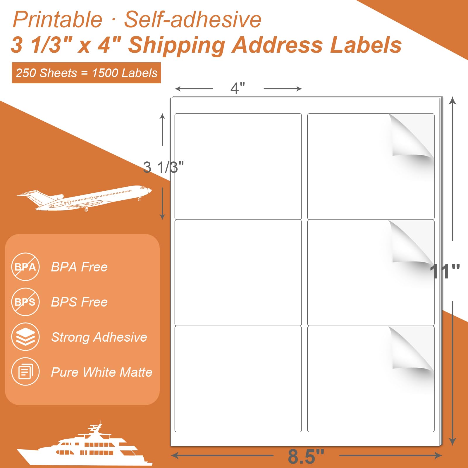 Snapklik.com : 3-1/3" X 4" Shipping Address Label 250 Sheets, Laser ...