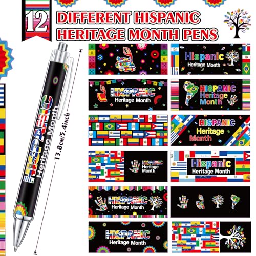 Snapklik.com : 48 Pcs Hispanic Heritage Month Pens Bulk National ...