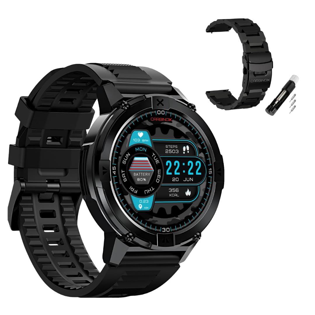 Amazon.com: CARBINOX X-Ranger Smart Watch with Metal Band 22 mm, Rugged ...