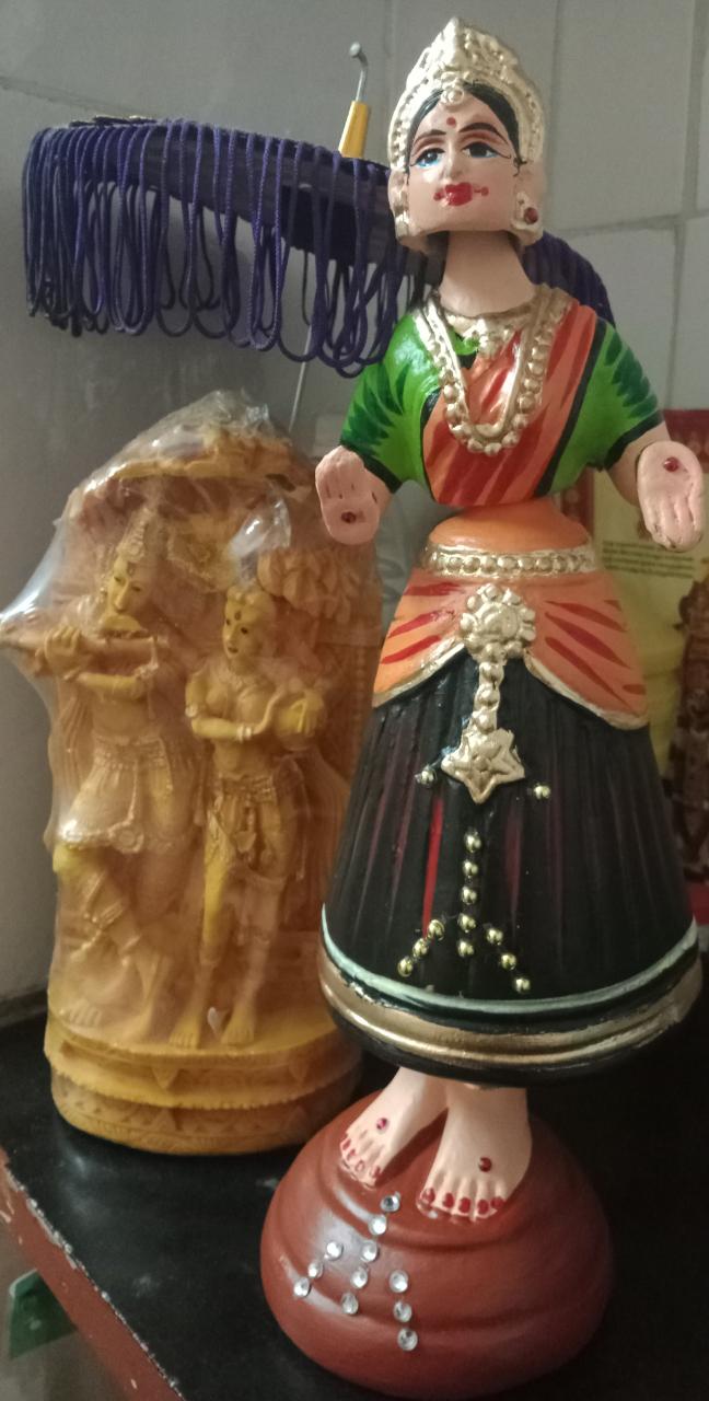Sri Durga Creations Tanjore Dancing Doll (Size 11 inch)-Multicolour ...