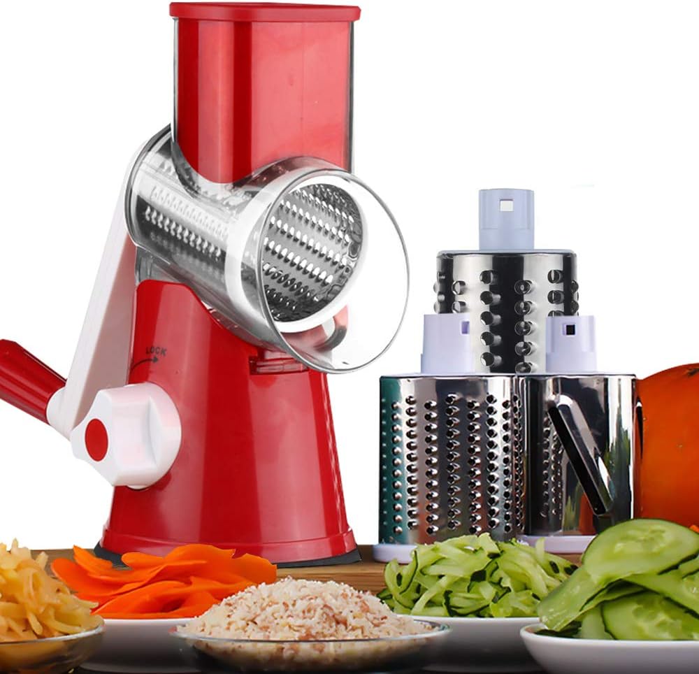 Amazon.com: Manual Rotary Cheese Grater Shredder Round Tumbling Box ...