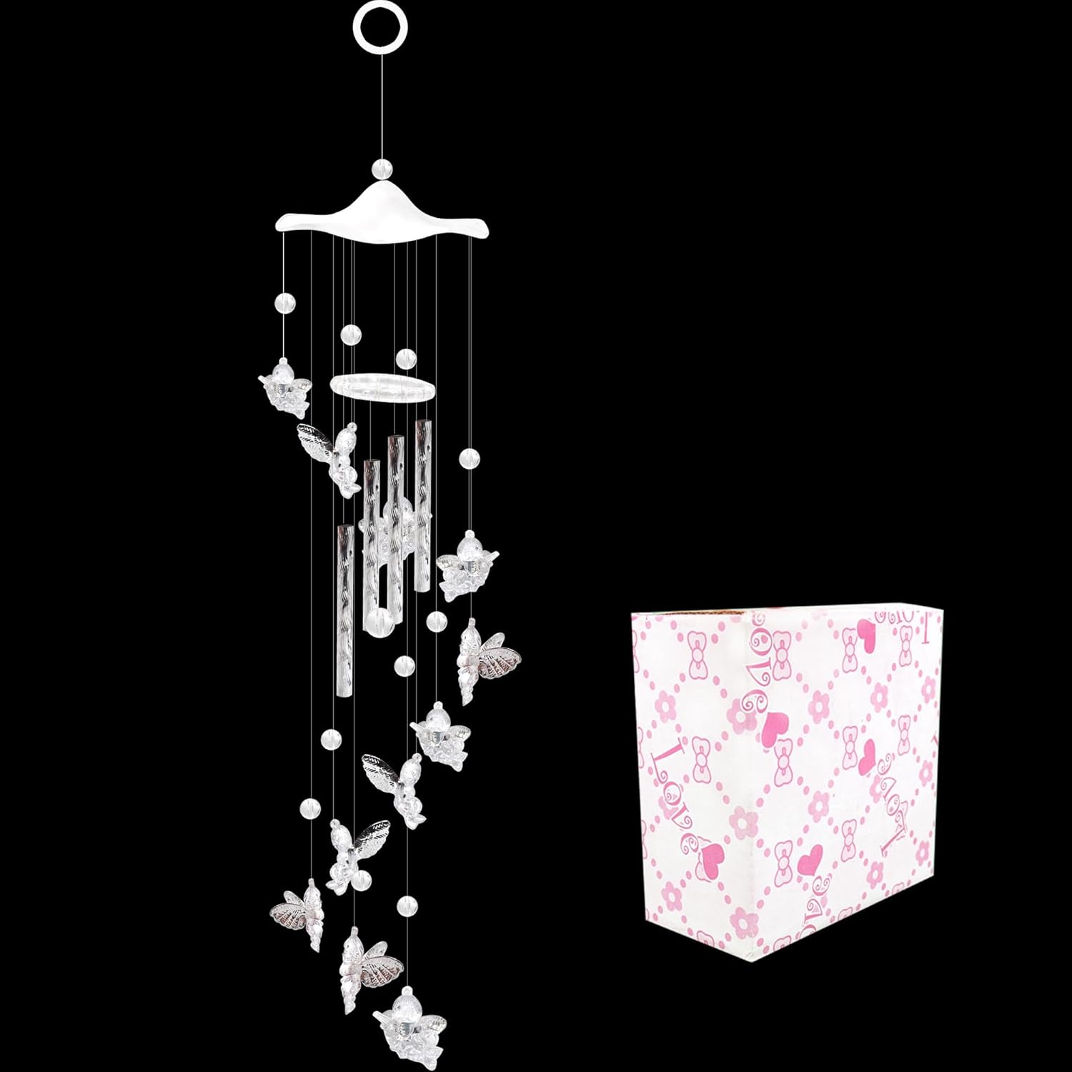 Amazon.com : Silver Angel Crystal Wind Chimes Wind Chime Parts Wind ...