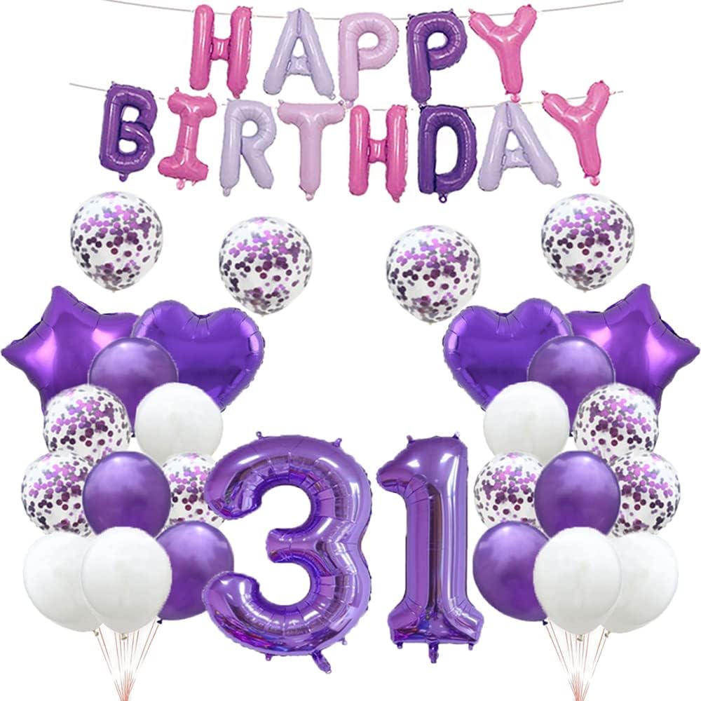 Amazon.com: GLZLMM 31th Birthday Balloon 31th Birthday Decorations ...