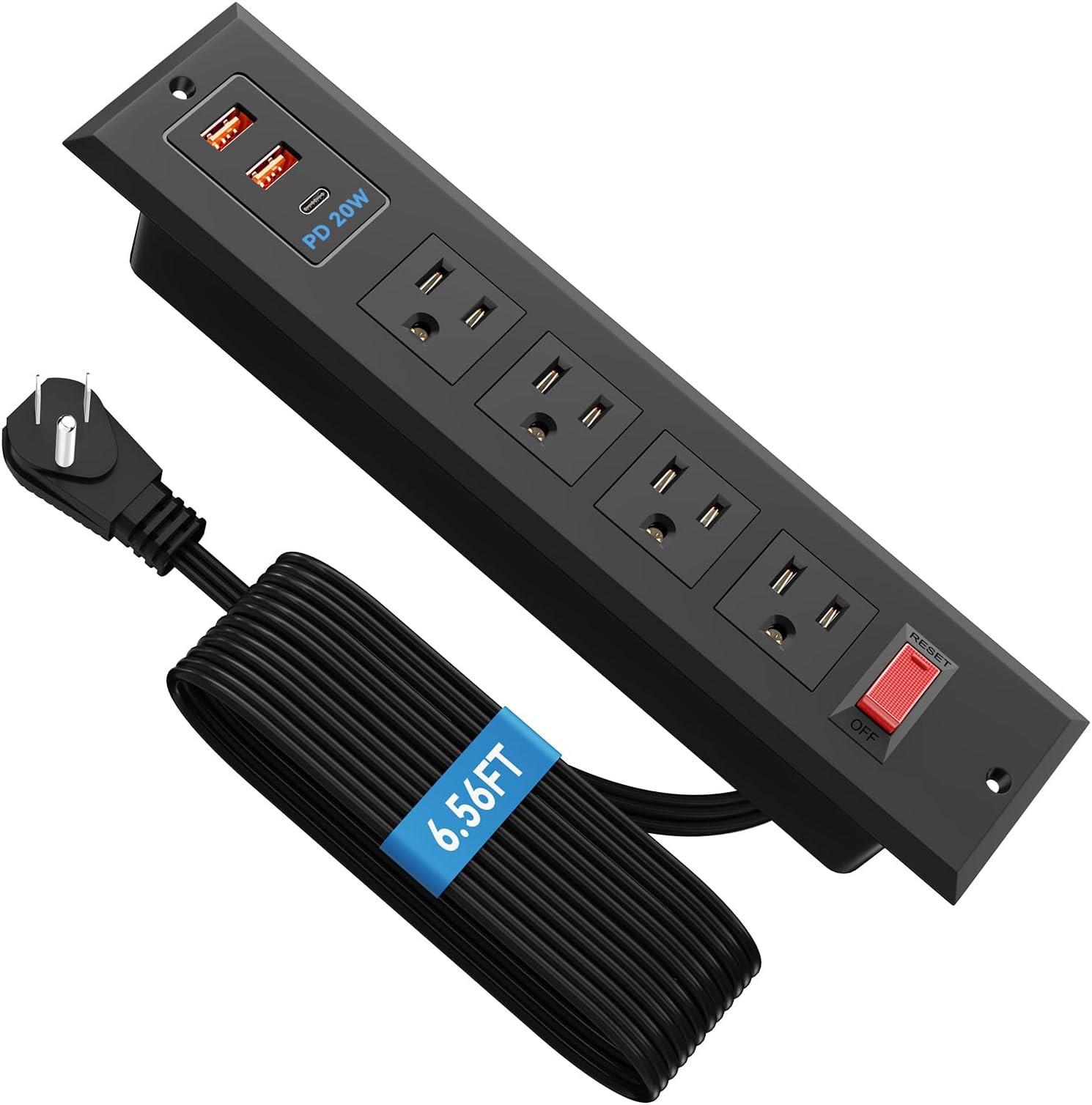 Amazon.com: Furniture Recessed Power Strip, BTU Flush Mount Desk Outlet ...