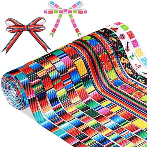 Amazon.com: Tongcloud 4pcs Fiesta Ribbon Mexican Serape Ribbon Rainbow ...
