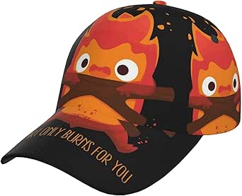 GUQUNE Calcifer Howl's Anime Moving Castle Hat Curved Brim Baseball Cap ...