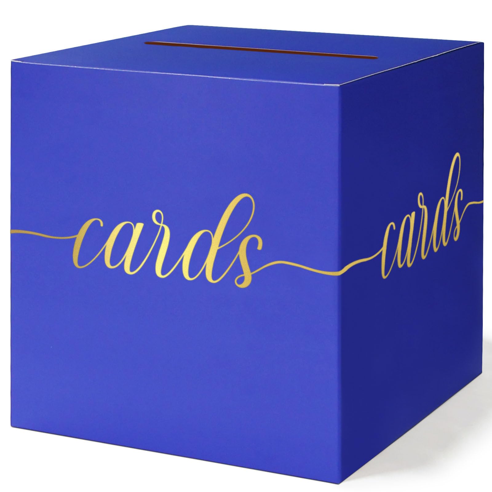 Amazon.com: QIKSION Blue Card Box with Gold Foil Design, Gift Cards ...