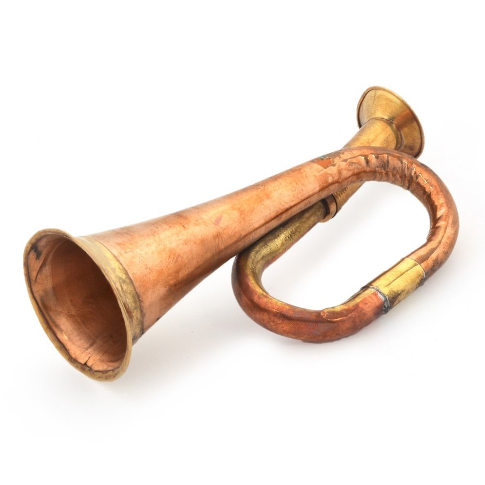 Little India Real Bugle to Play Pure Brass Handicraft Gift (Brown, 164 ...