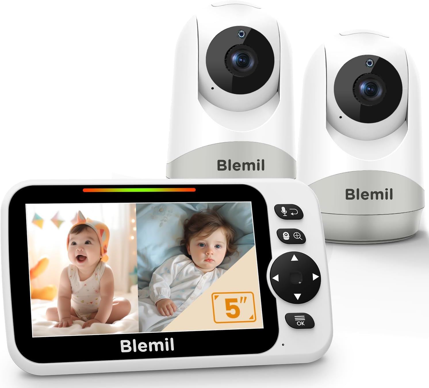 Amazon.com: Blemil Upgrade Baby Monitor with 30-Hour Battery, 5" Large ...