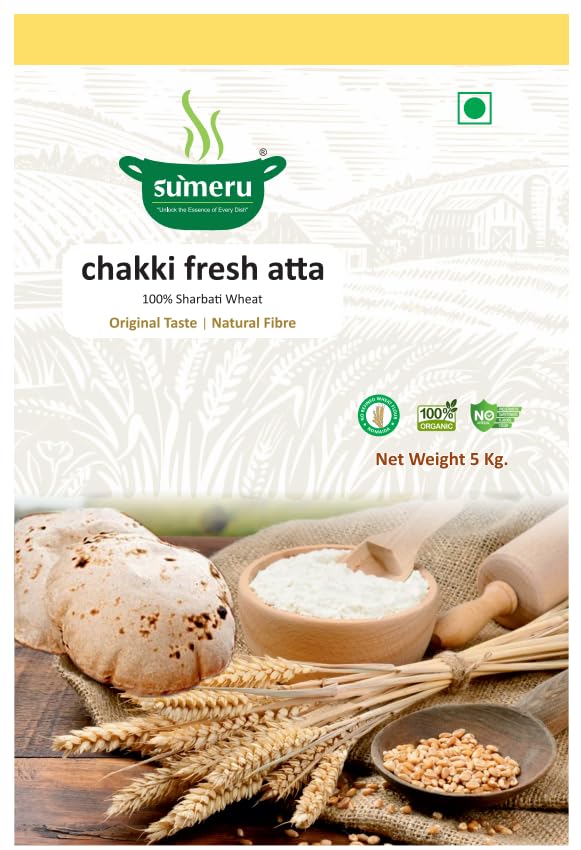 Sumeru Chakki Fresh Atta. Orignal Sortex Wheat Flour. MP Sharbati Wheat ...