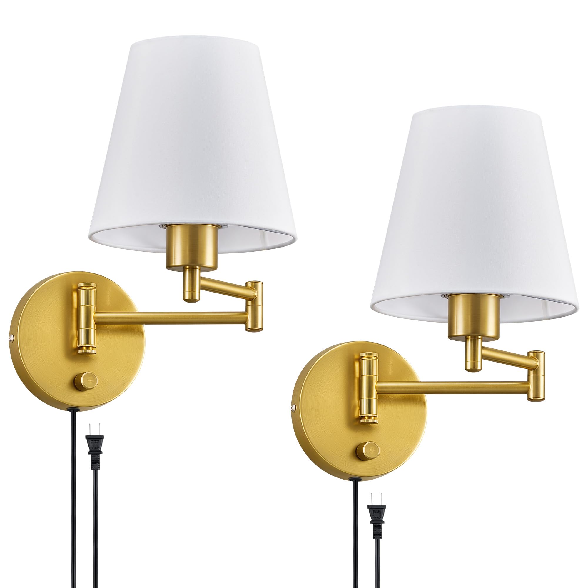 Snapklik.com : VONLUCE Wall Sconce Set Of 2, Plug In & Hardwired Swing ...