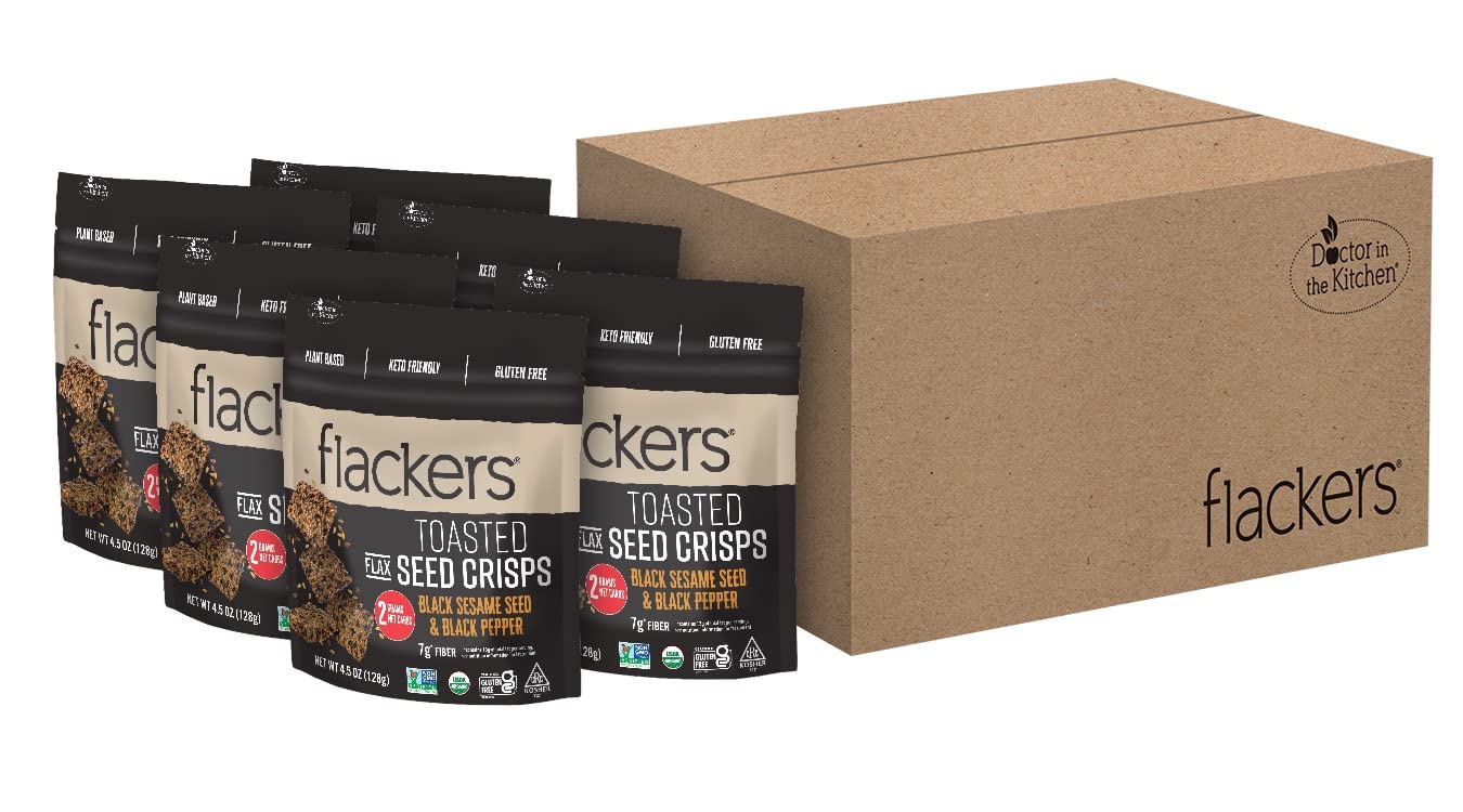 Amazon.com: Flackers Black Sesame & Black Pepper Flaxseed Crackers, 4.5 ...