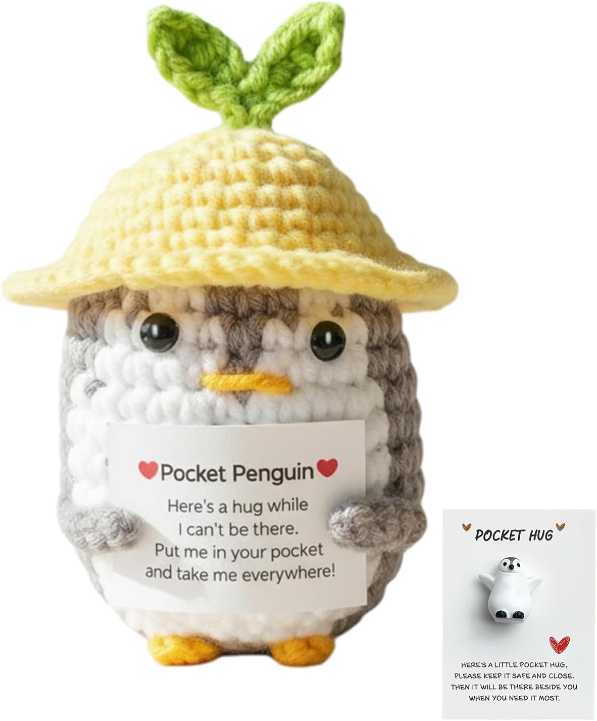 llikknve Positive Penguin,Emotional Support Plush Penguin with a Pocket ...