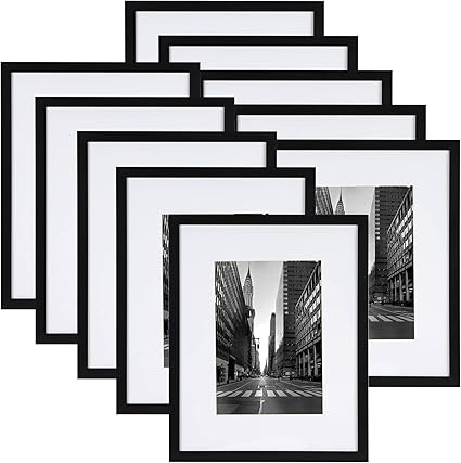 Giftgarden Black 8x10 Picture Frame Set of 10, Matted to 5x7 Picture ...