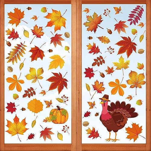 Amazon.com: 164 PCS Fall Window Clings for Glass Windows Autumn Window ...