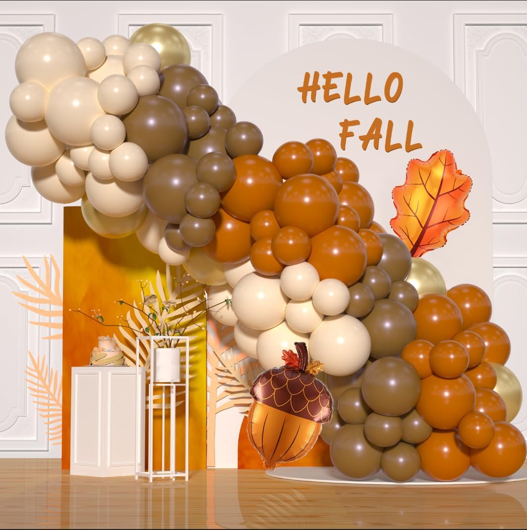 Amazon.com: Fall Balloon Arch Kit Double Stuffed Burnt Orange Brown ...