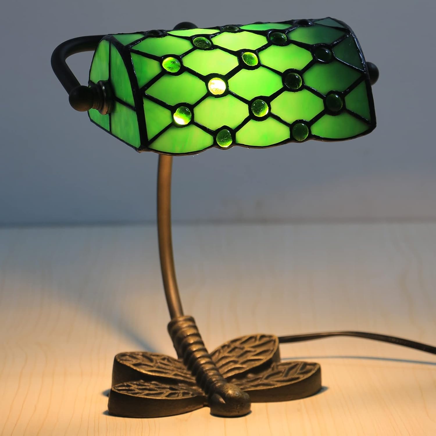 Uziqueif Bankers Lamp Green,Tiffany Style Lamp, Stained Glass Lamp ...