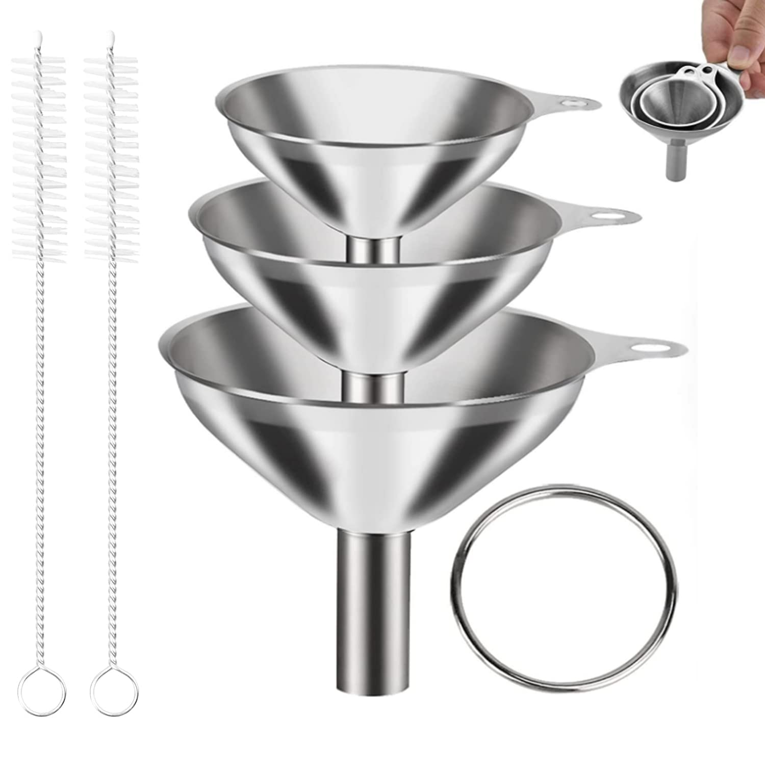 Meigoss Edelstahl Trichter Set,3 Stück Klein Küche Trichter,Mini ...