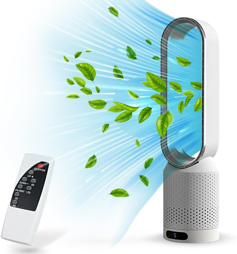 Amazon.com: Tower Fan 22 Inch Bladeless 90°Oscillating Purify The Air ...