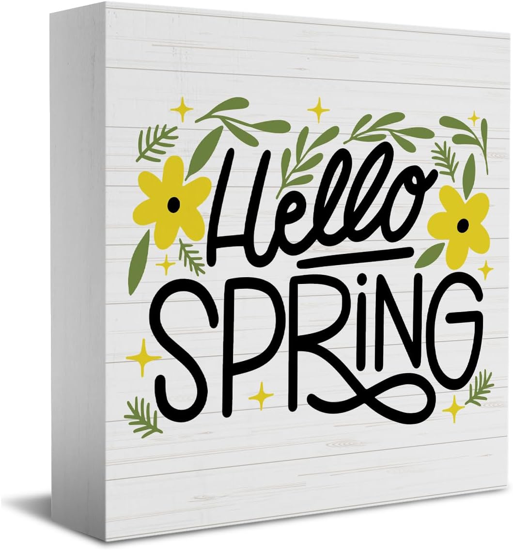 Amazon.com: Spring Sign Desk Decor Wooden Box Sign Funny Spring Holiday ...