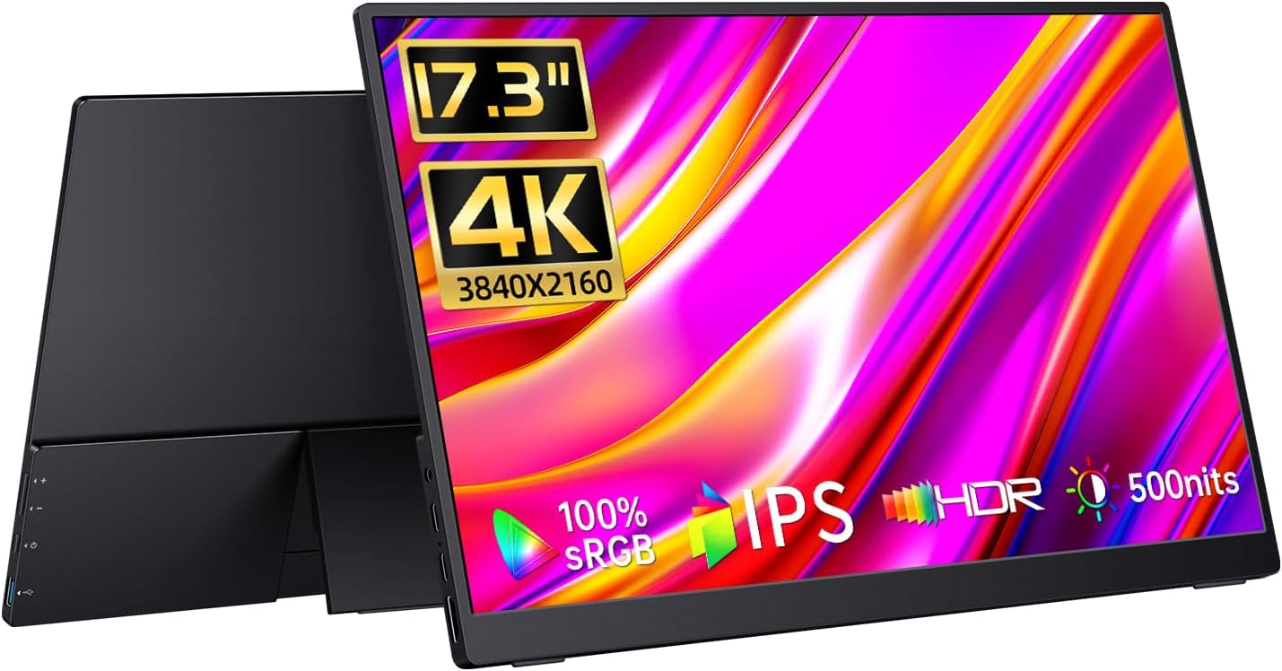 Amazon.com: HotYeah Portable Monitor 4K, 15.6'' 3840x2160 UHD USB-C ...