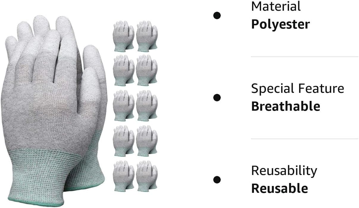 VIPER – 10 pares de guantes antiestáticos, recubiertos de fibra de ...