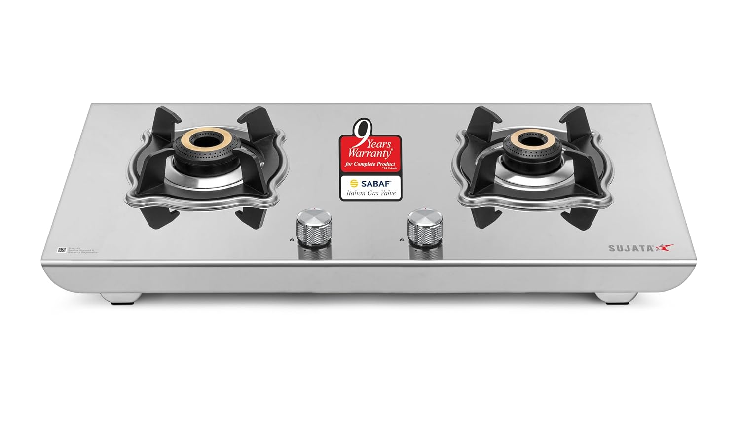 Sujata Robusto Gas Stove 2 Burners Steel | 9 Years Warranty, ISI ...