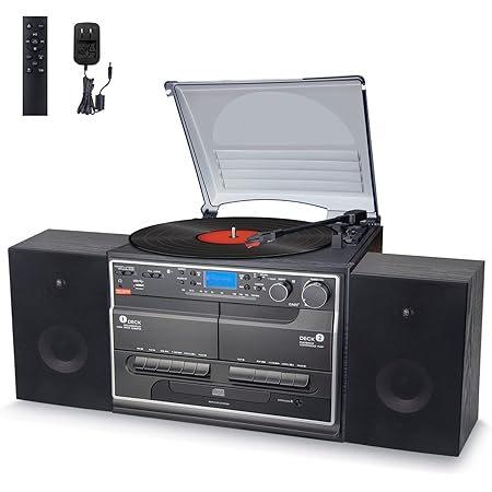 Amazon.com: HONGUT Hi-Fi Stereo Bluetooth Vinyl Record Player, All-in ...