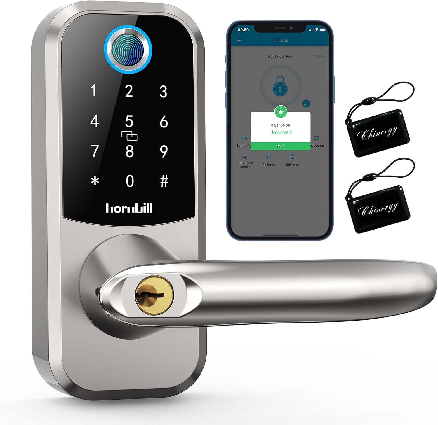 Amazon.com: Fingerprint Door Lock: Hornbill Smart Keyless Entry Door ...