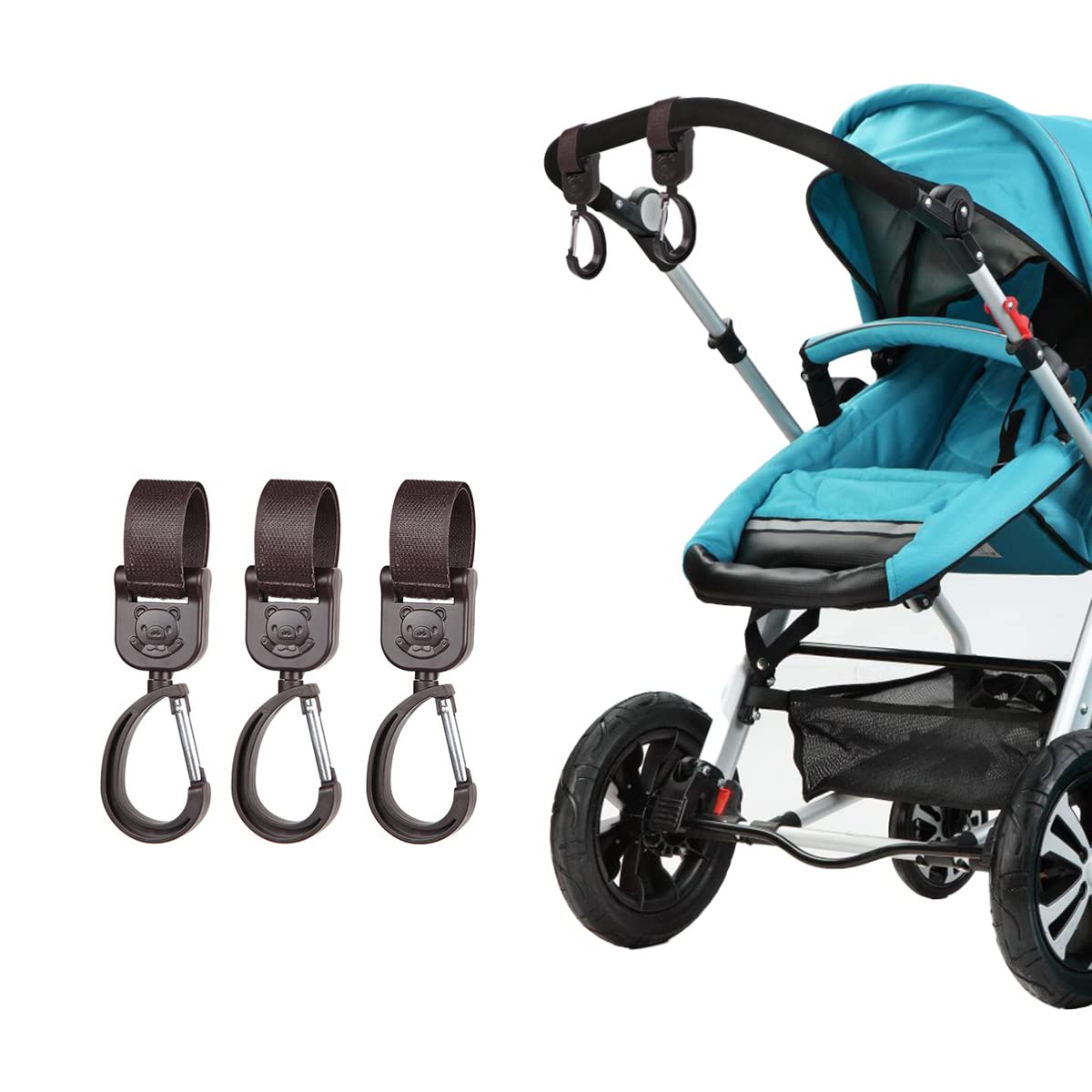 Amazon.com: Ymeibe 3Pcs 360 Degree Rotation Baby Stroller Hooks ...