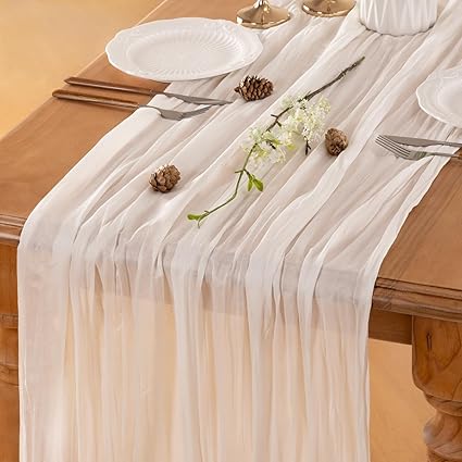 Amazon.com: LINXTAR Ivory Table Runner Cheesecloth Table Runner 14FT ...