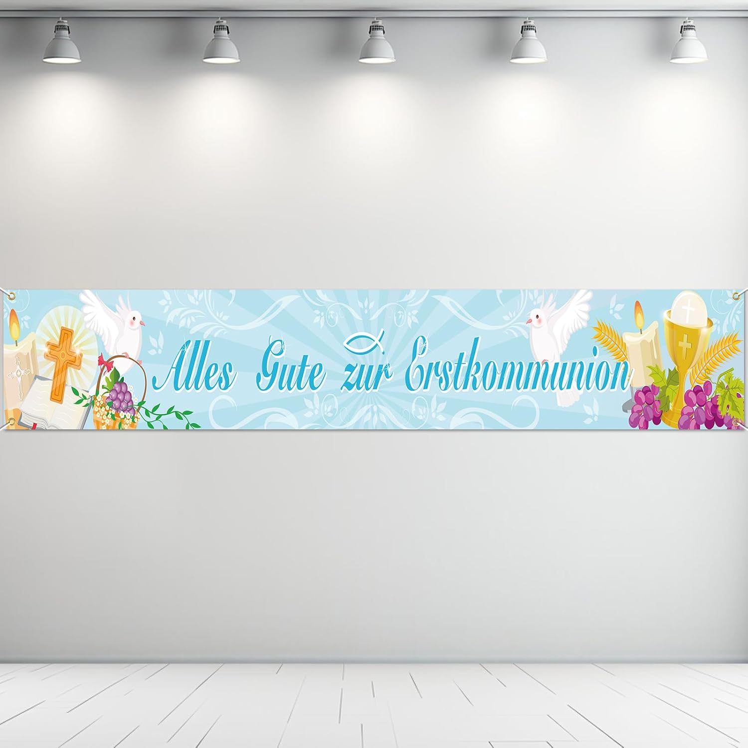 DPKOW Blau Alles Gute zur Erstkommunion Banner für Junge Kommunion Deko ...