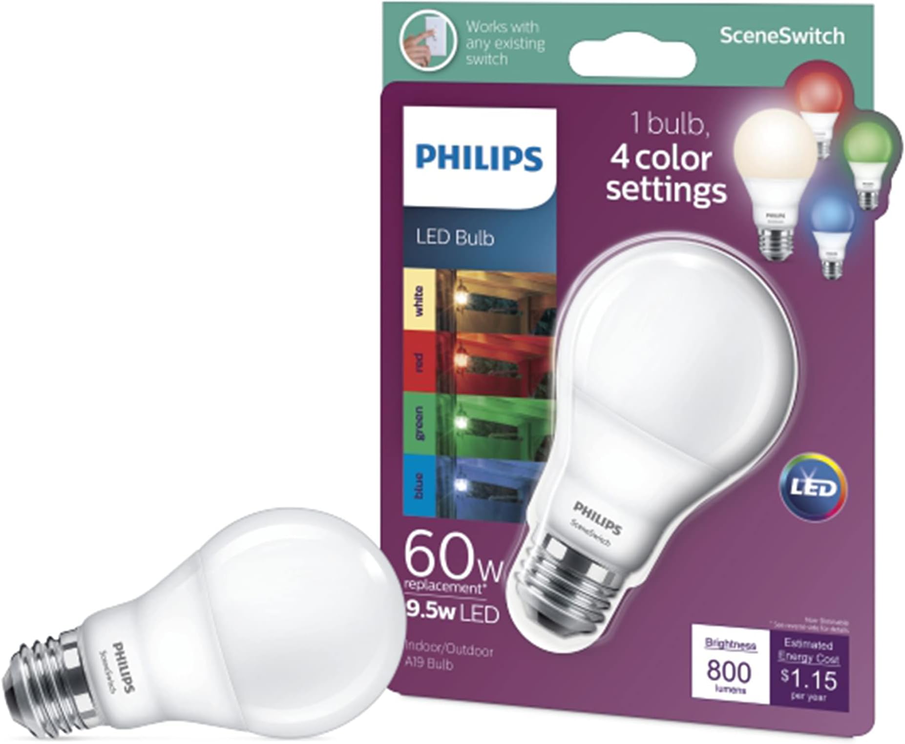 PHILIPS LED Frosted Non-Dimmable A19 Light Bulb - EyeComfort Flicker ...