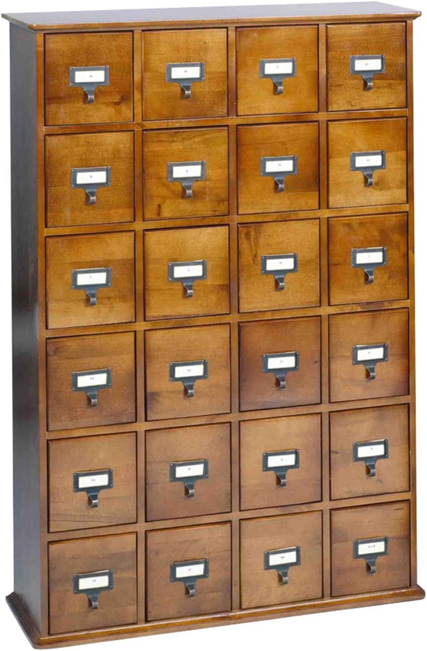 Amazon.com: Leslie Dame Solid Oak Library Card File Media Cabinet, 24 ...