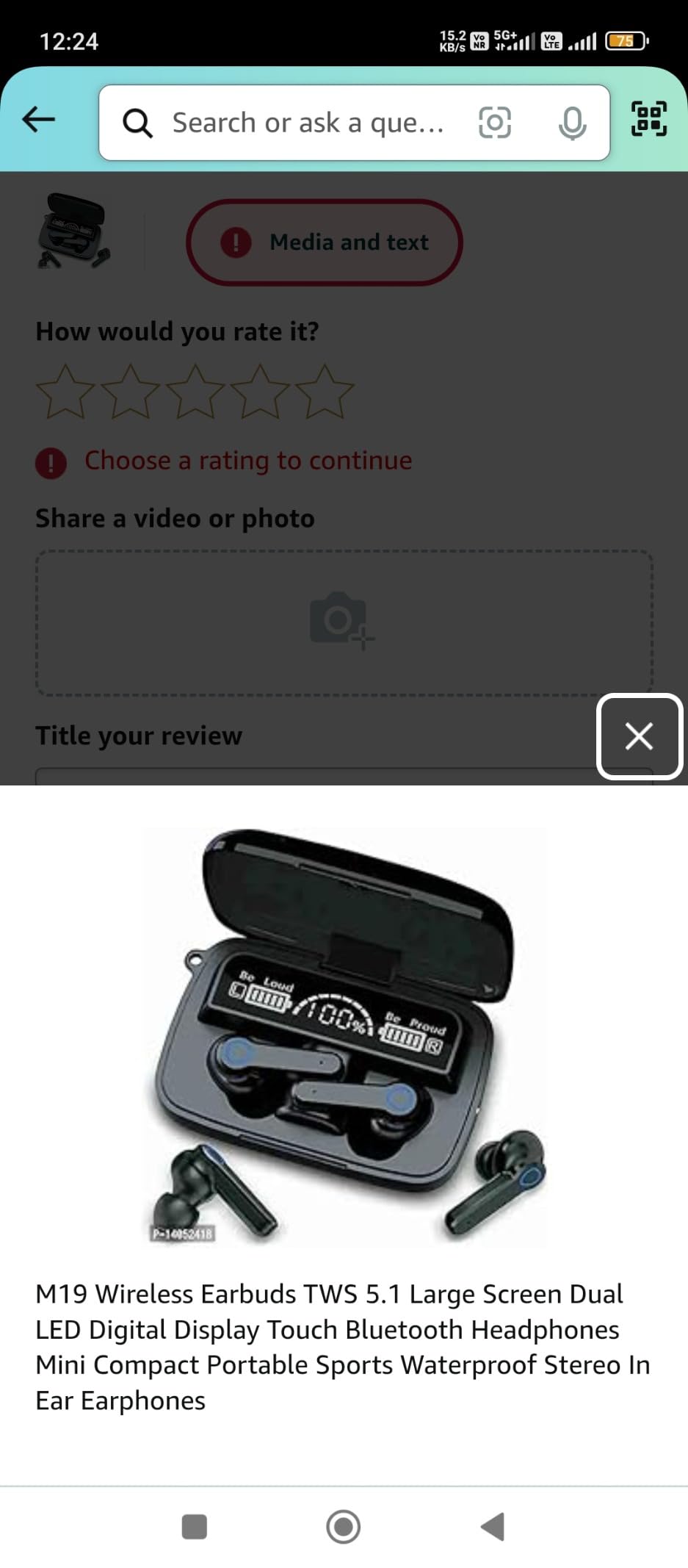 M19 Wireless Earbuds TWS 5.1 Large Screen Dual LED Digital Display ...