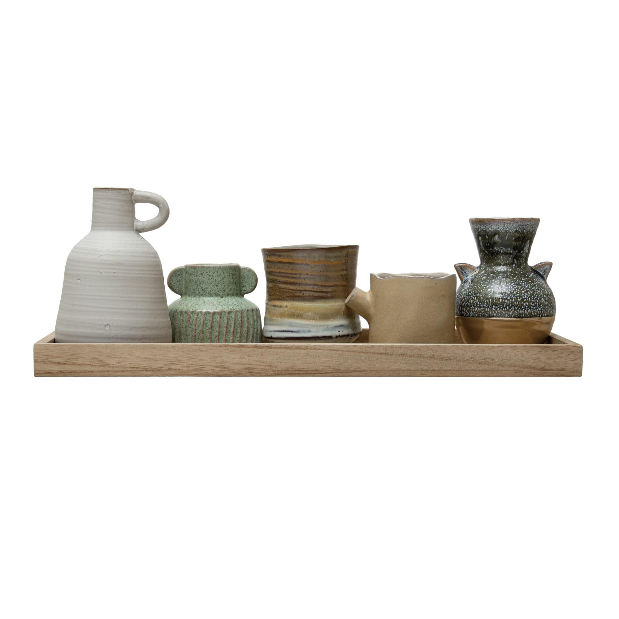 Amazon.com: Creative Co-Op Mango Wood Tray with 3 Vases and 2 Planters ...