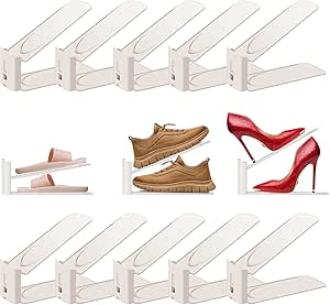 IMOOD Organizador de Ranuras para Zapatos 10 Piezas, Zapatera Organizador Doble de Plástico ...