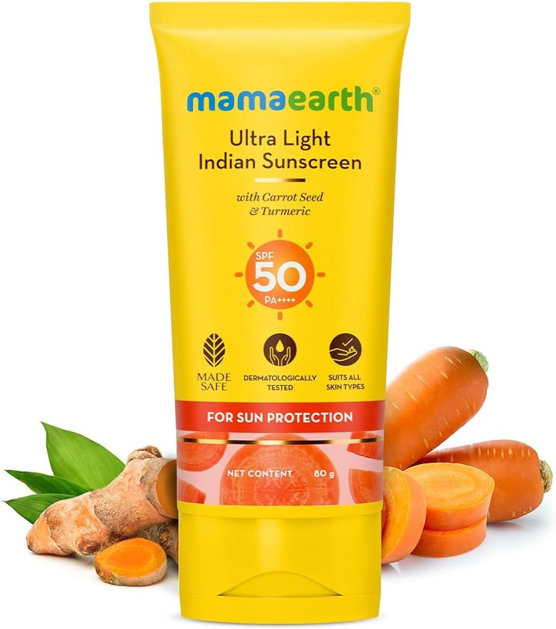 Mamaearth Ultra Light Indian Sunscreen with Carrot Seed & Turmeric SPF ...