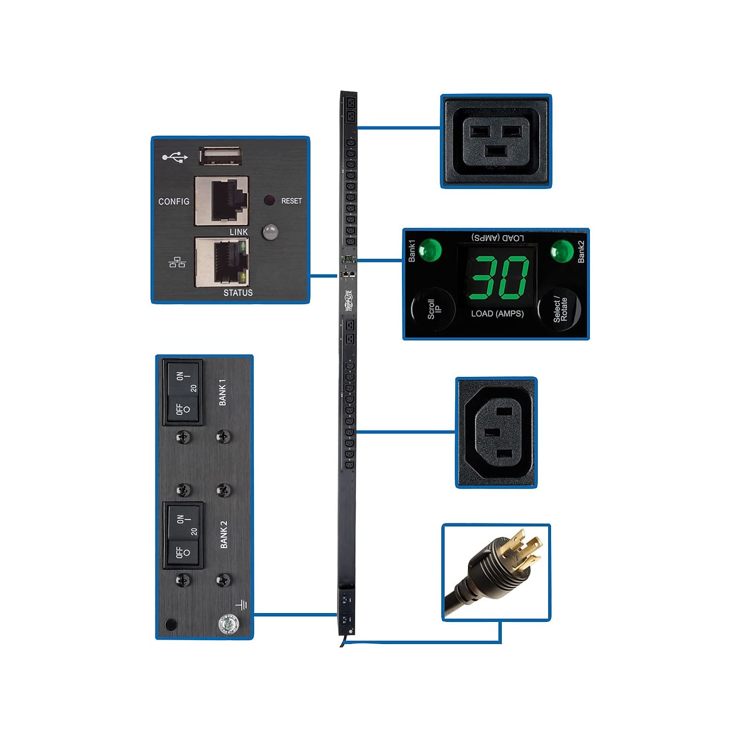 Amazon.com: Tripp Lite PDU Monitoreado 5/5.8kW 208/240V 20 C13 y 4 C19 ...