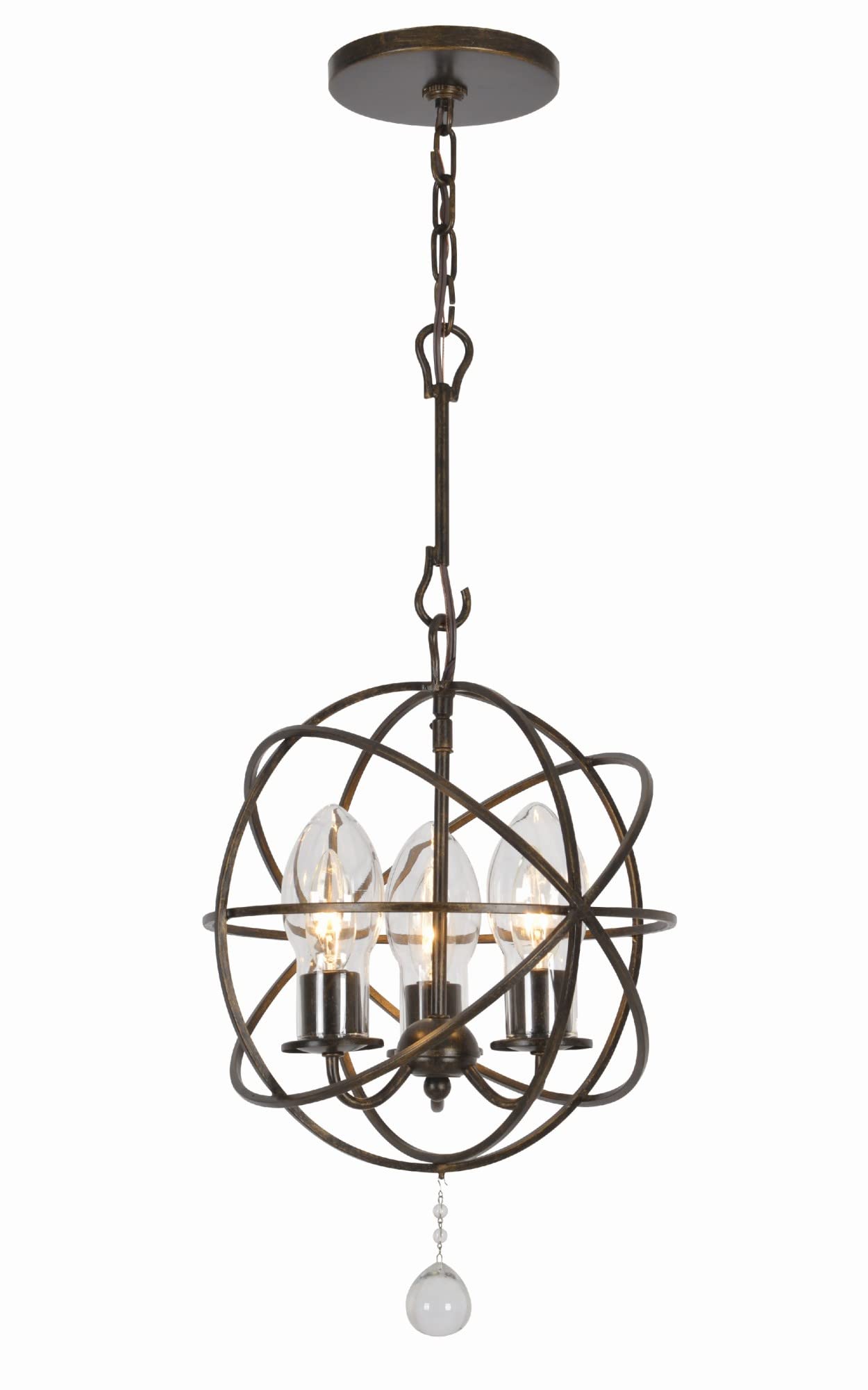 Amazon.com: Crystorama Solaris Outdoor 3 Light Bronze Sphere Chandelier