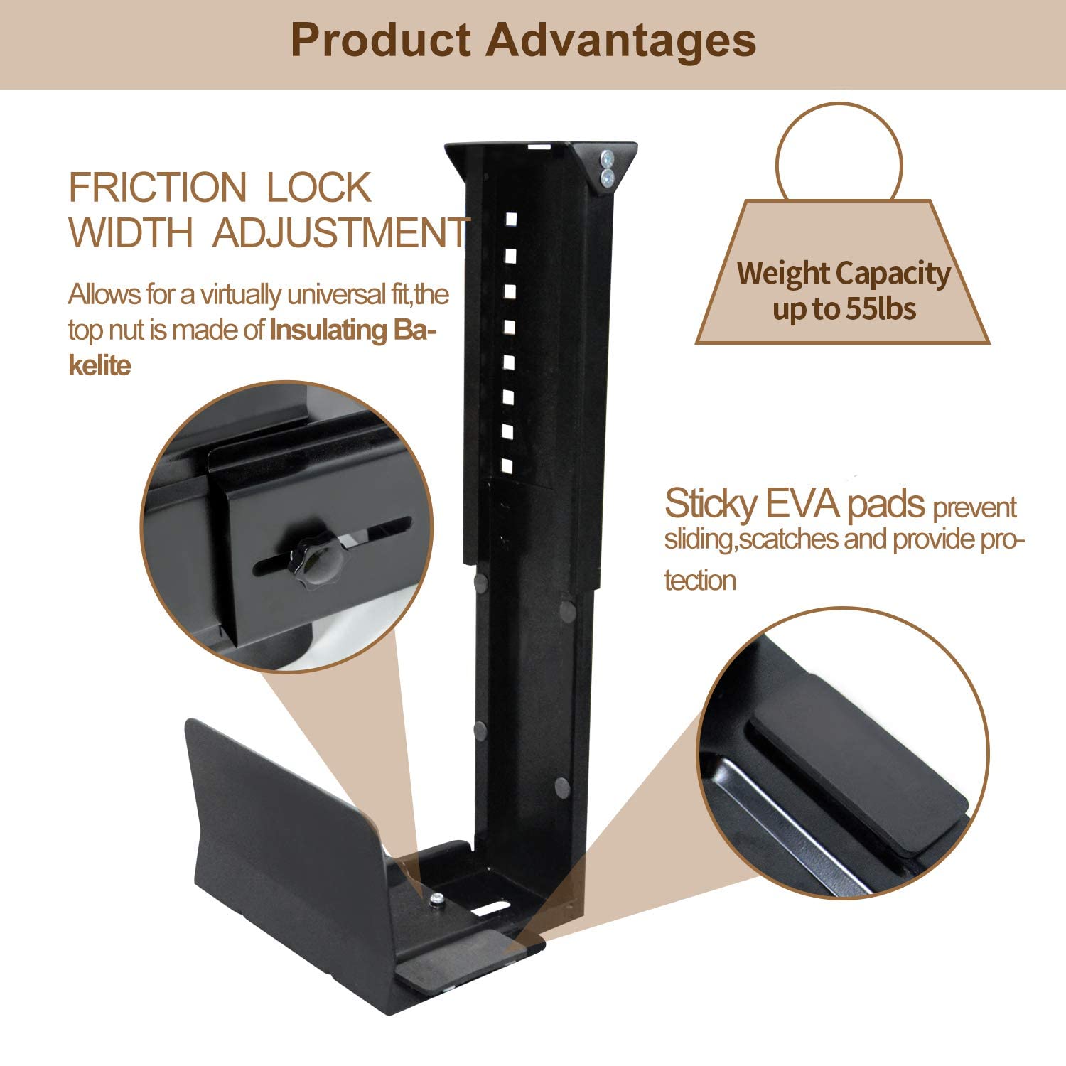 uyoyous CPU Holder Under Desk Mount Adjustable Wall PC Mount Heavy Duty ...