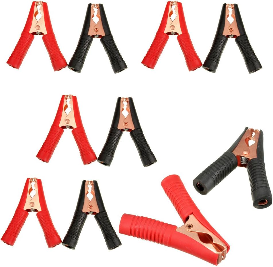 Insulated Alligator Clips Durable Heavy Duty Black & Red Boot Metal ...