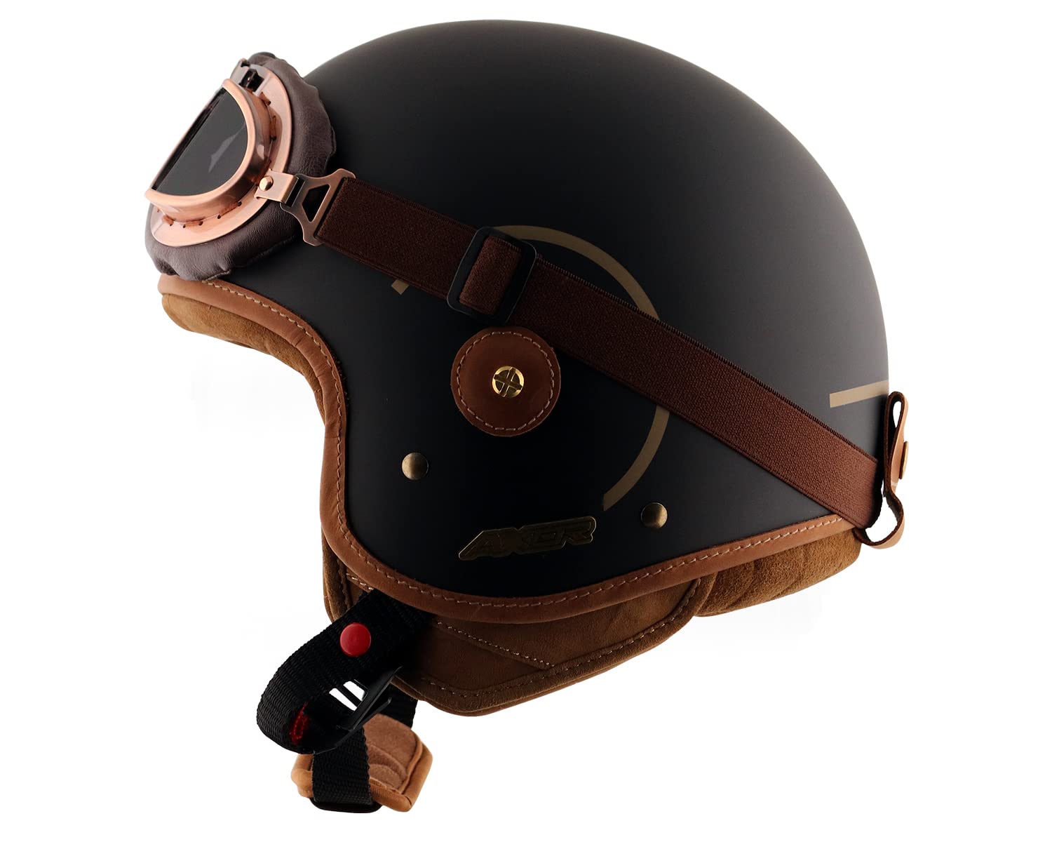 Axor Che Legendary ISI Certified Open Face Matt Helmet with Goggles UV ...