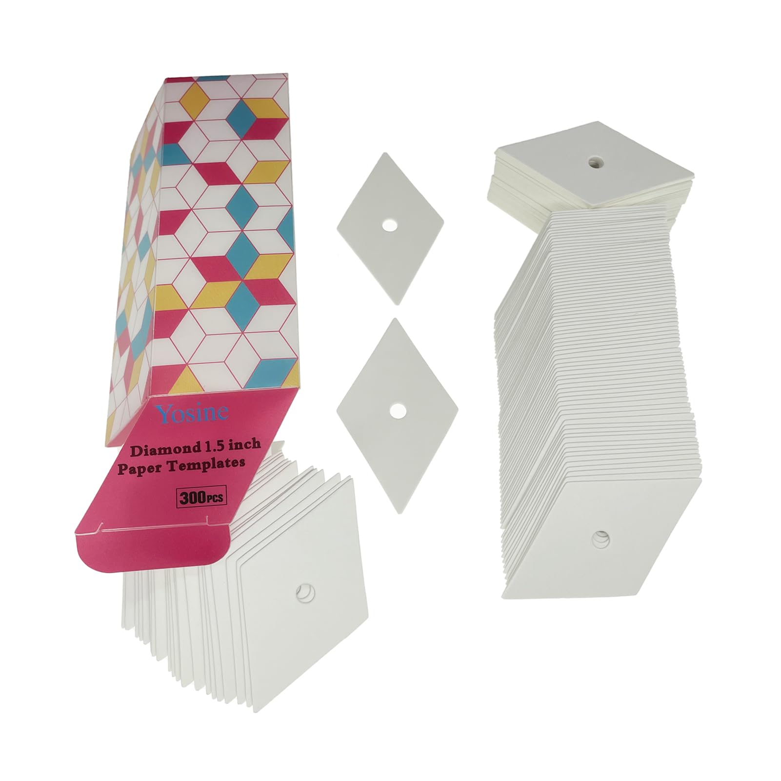 Amazon.com: Yosine 300pcs 1.5 Inch Diamond 60 Degrees Paper Piecing ...