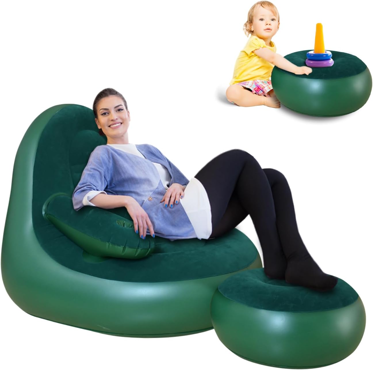 Amazon.com: Inflatable Couch,Blow Up Chair,Portable Lounger Chair ...